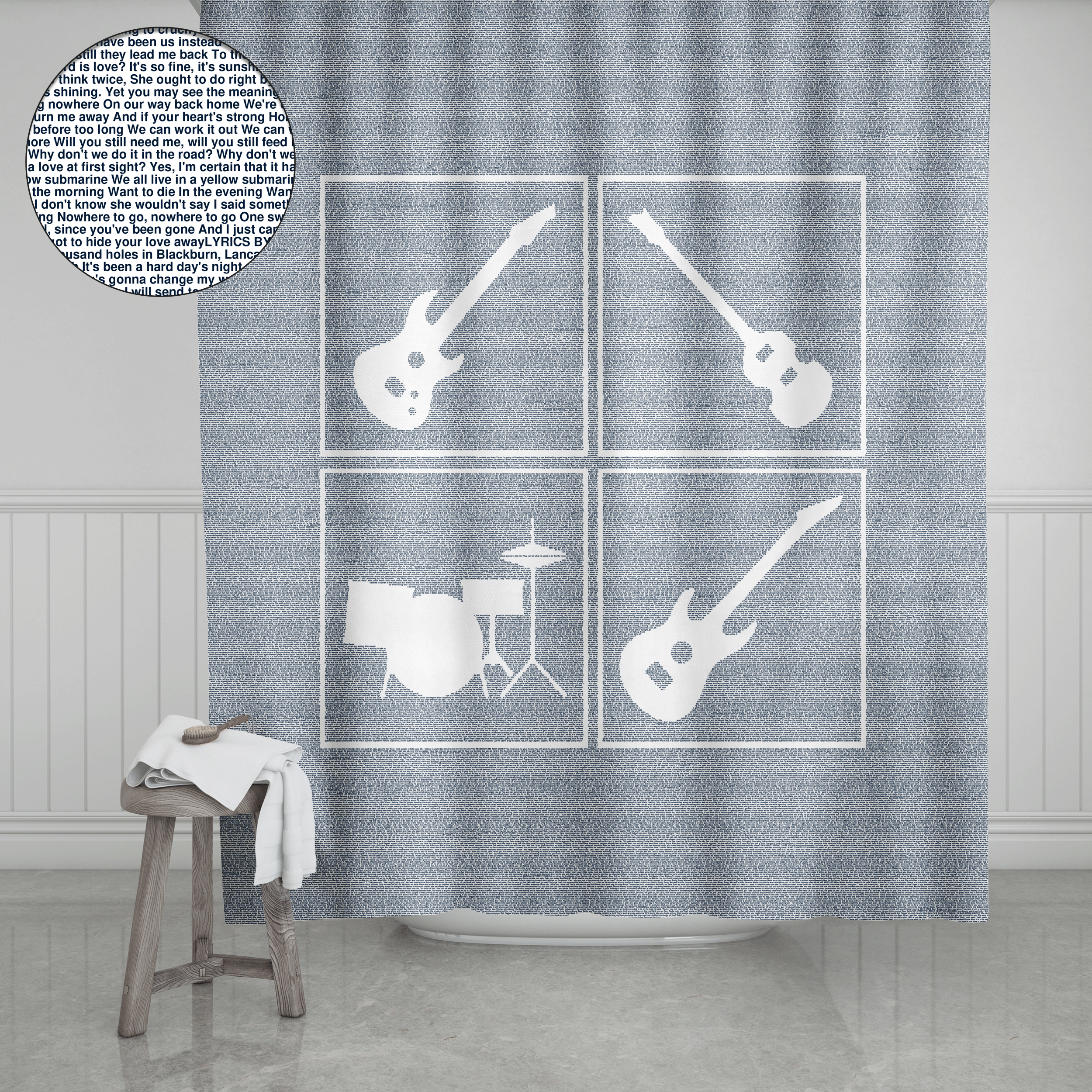 Litographs | 100 Songs by The Beatles | Book Shower Curtain