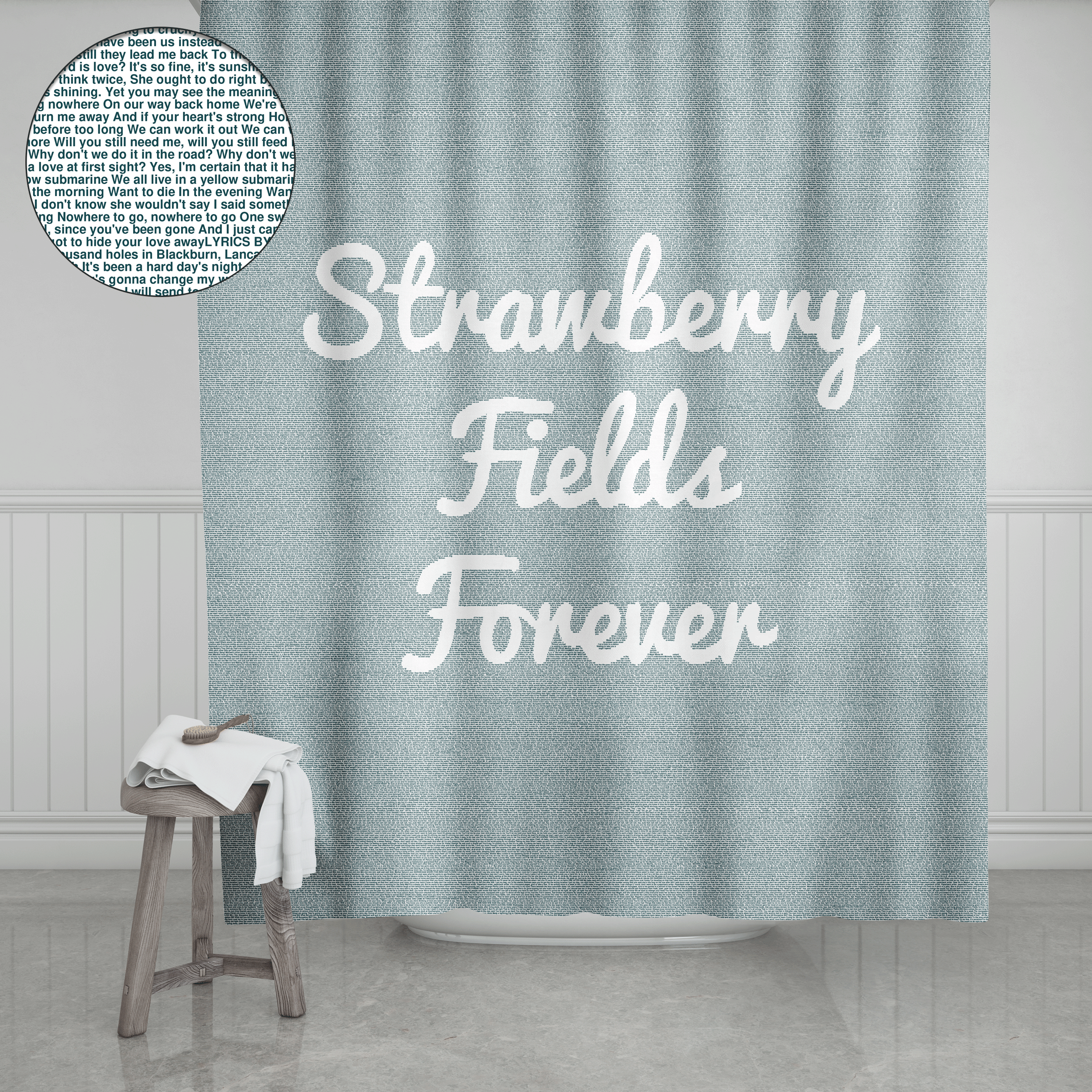 Litographs | 100 Songs by The Beatles | Book Shower Curtain