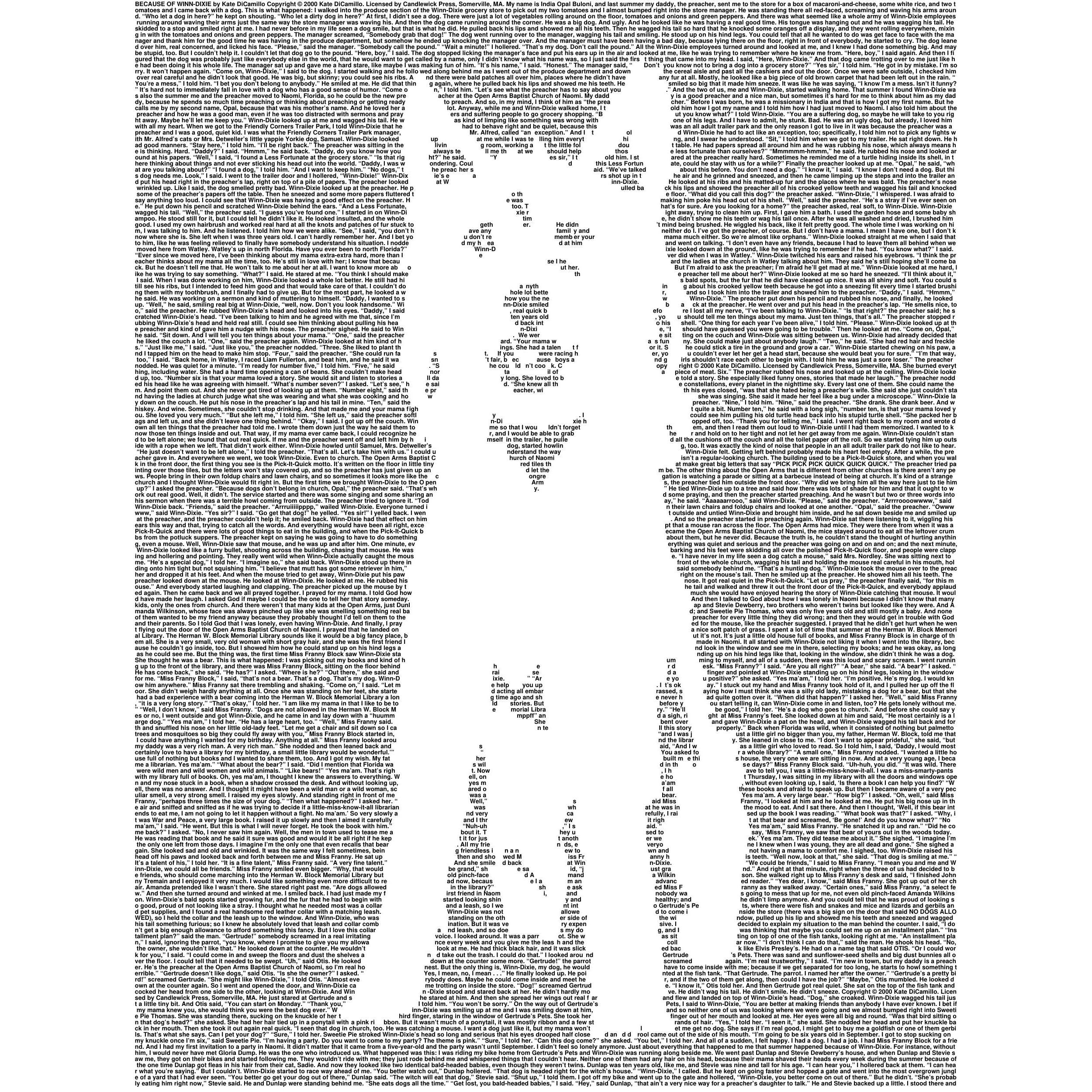 Because Of Winn Dixie Dog Drawing